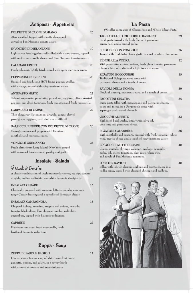 MENUS – Frank & Dino's